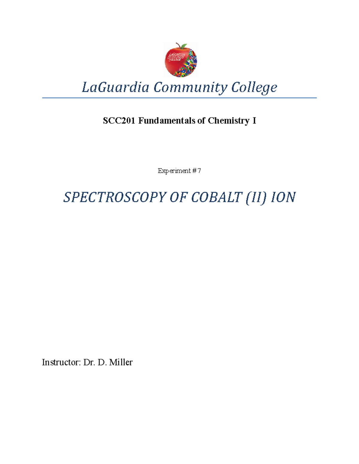 Spectrometer - LaGuardia Community College SCC201 Fundamentals of ...
