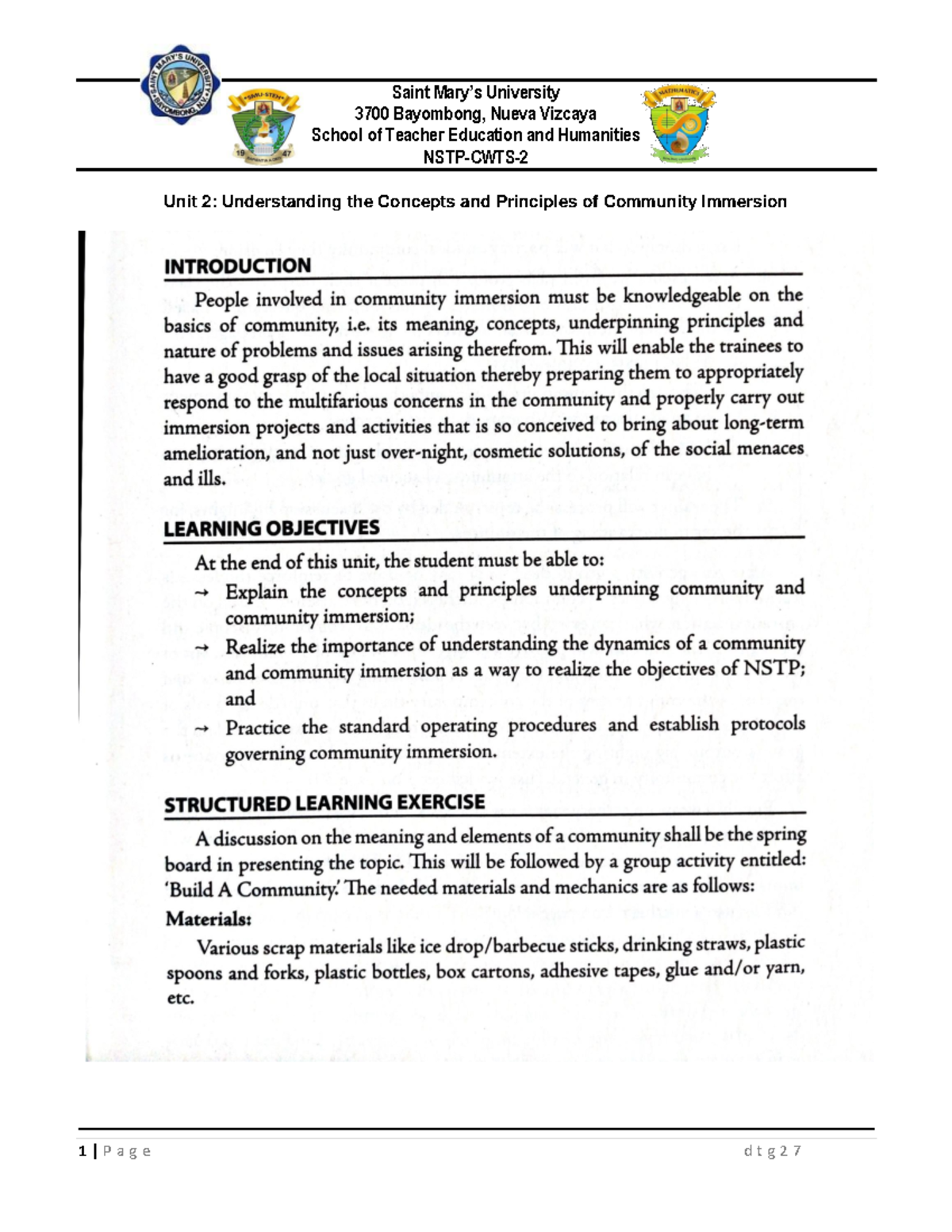 Lesson 2 Understanding the concepts and Principles of Community ...