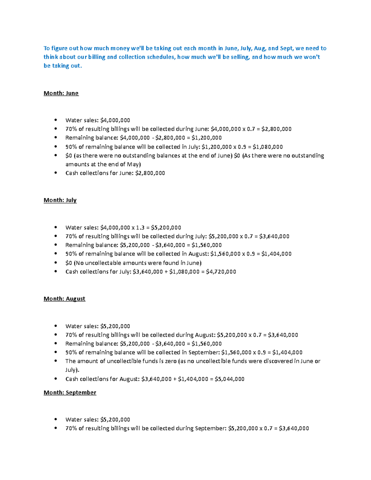BUS3301 Written Assignment Unit- 6 - To figure out how much money we'll ...