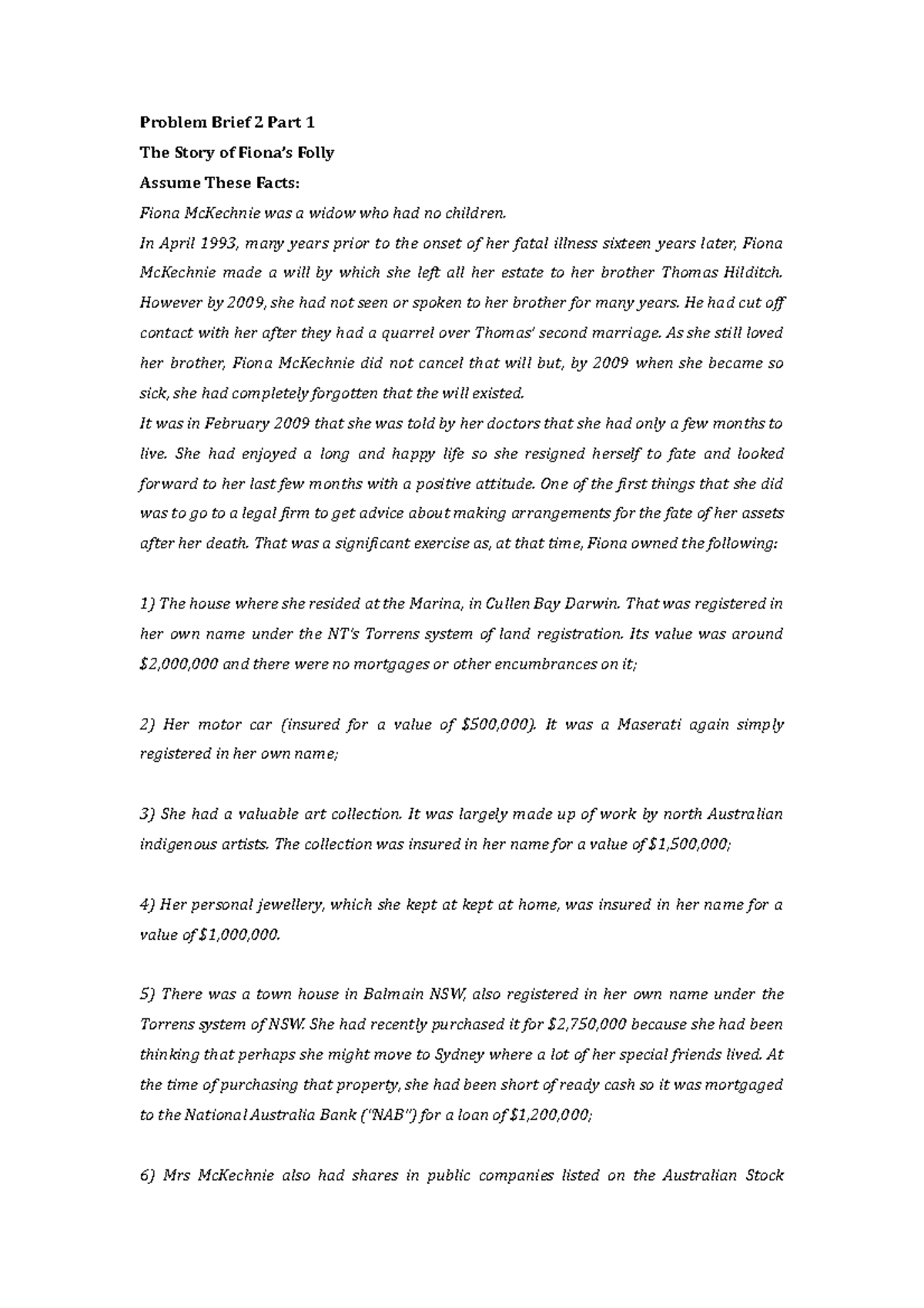 Problem Brief Part 2 Part 1 - Questions ans Answers - Problem Brief 2 ...