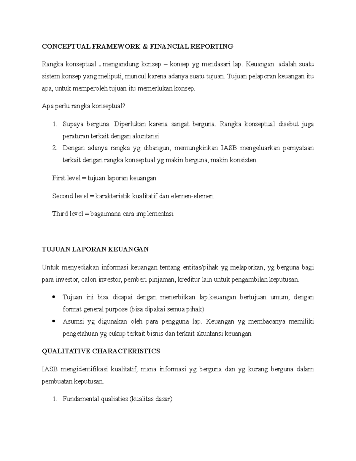 CH 2 Catatan Conceptual Framework - CONCEPTUAL FRAMEWORK & FINANCIAL REPORTING Rangka konseptual ...