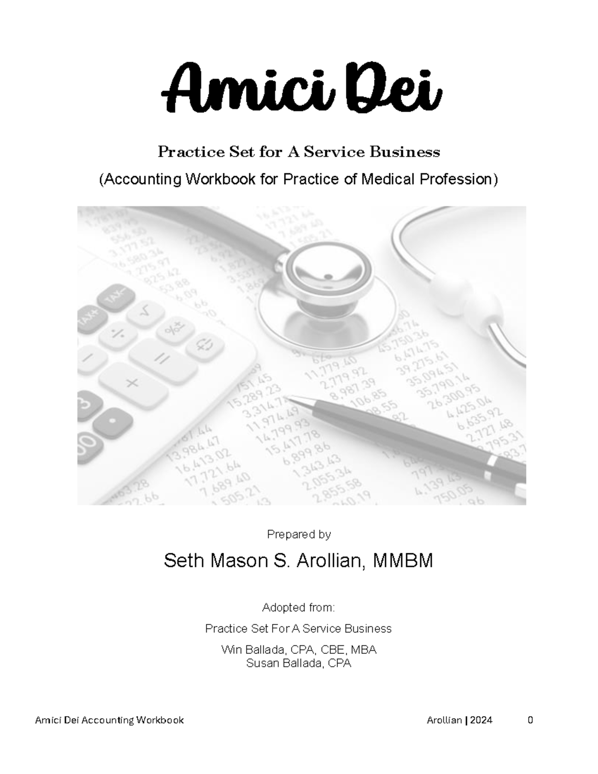 Amici Dei Practice Set - Amici Dei Practice Set for A Service Business ...