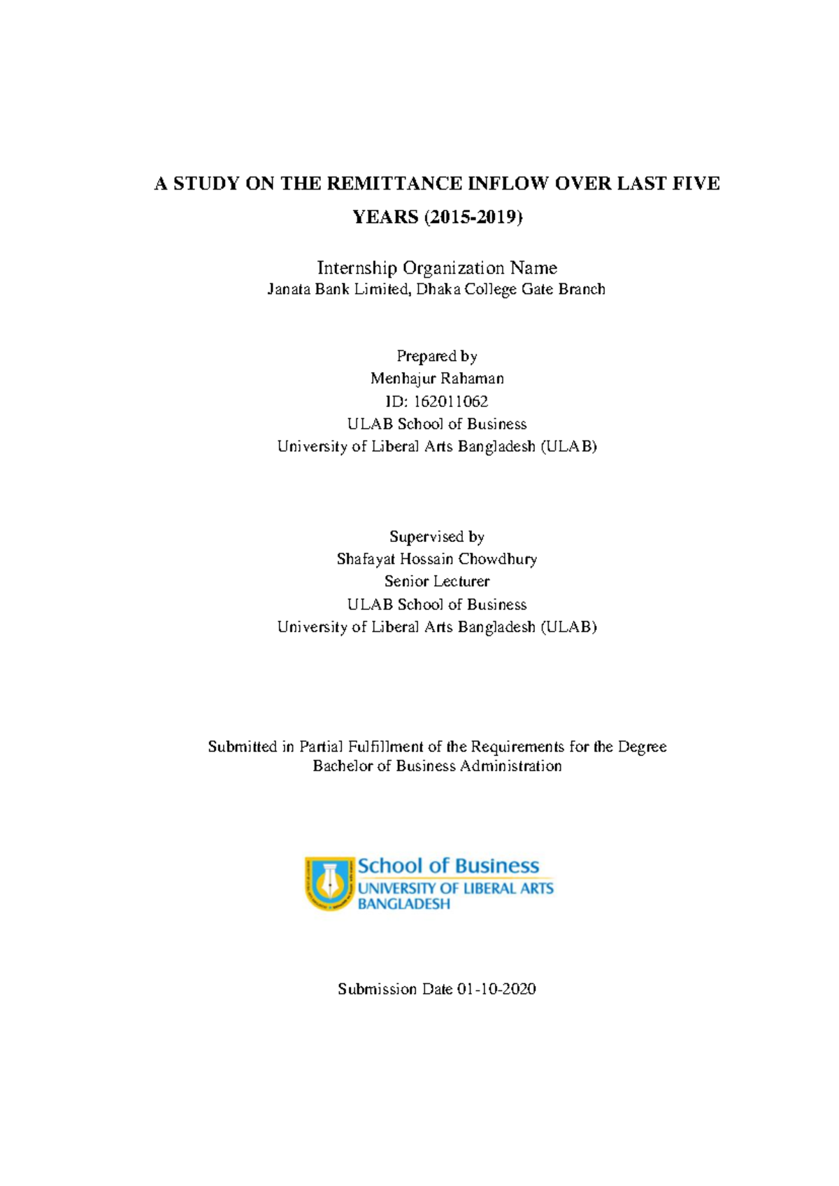 A Study ON THE Remittance Inflow OVER LAST FIVE Years 2015 2019 - A ...