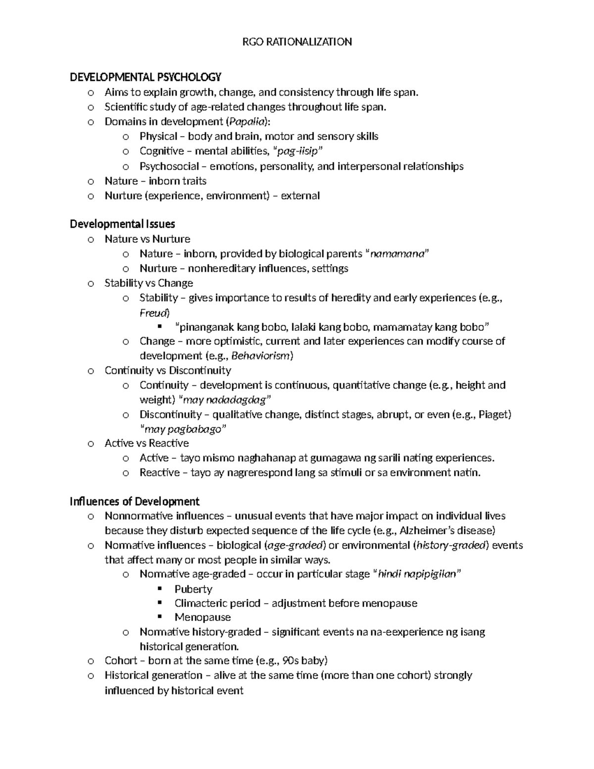 Developmental Psychology - DEVELOPMENTAL PSYCHOLOGY o Aims to explain ...