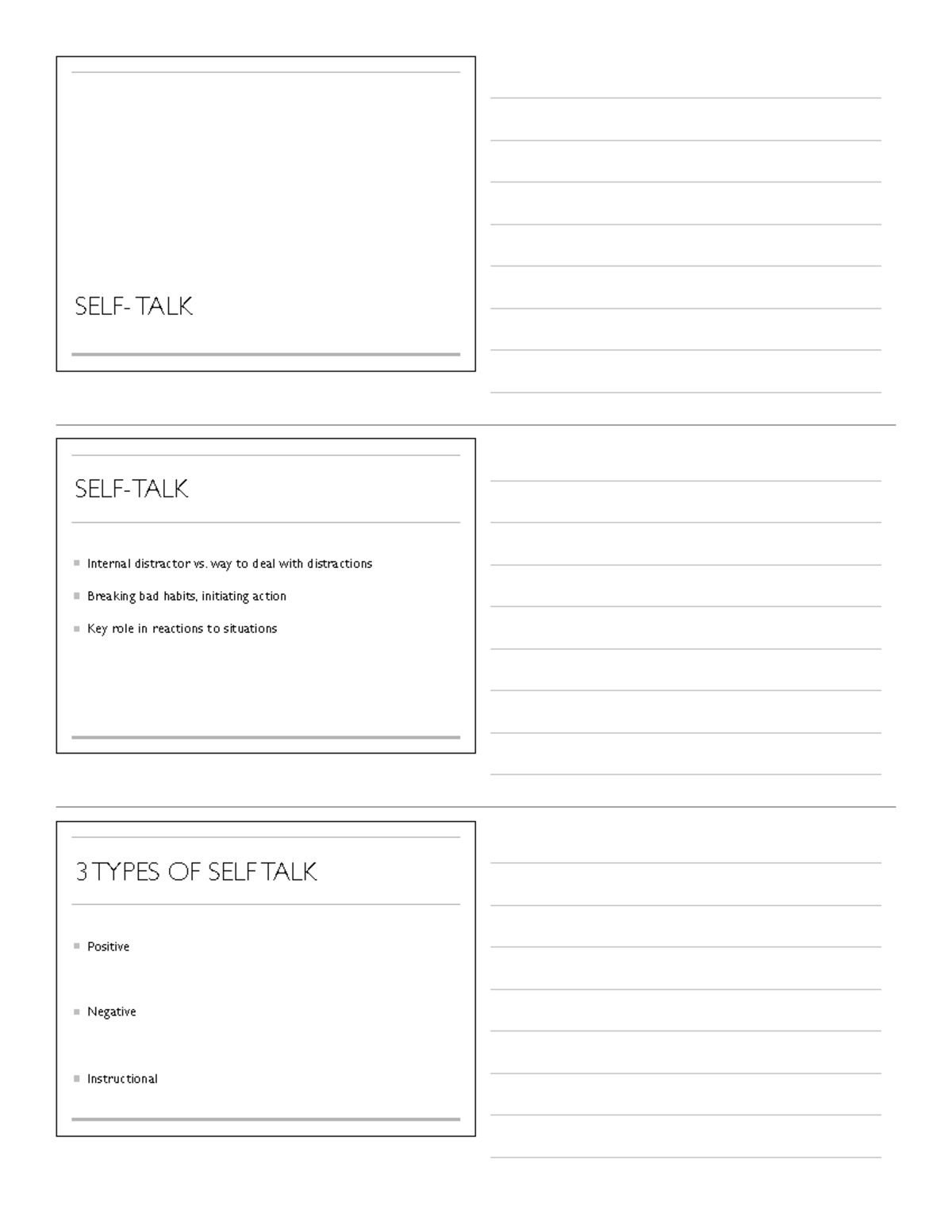 Lecture Notes Self Talk Spring 2021 - SELF- TALK SELF-TALK Internal ...