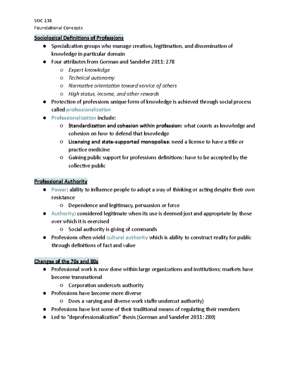 SOC 238 Foundational Concepts Notes Winter 23 - SOC 238 Foundational ...