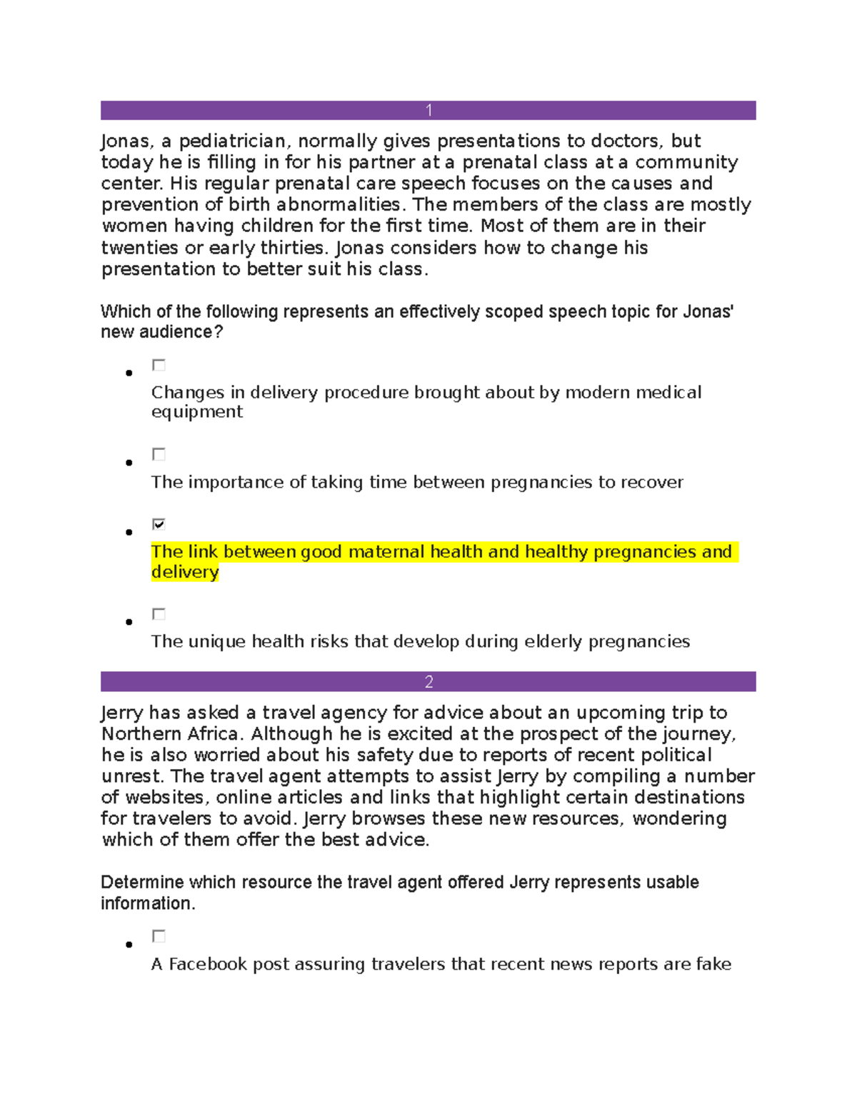 Public Speaking Unit 2 Practice Milestone 2 - 1 Jonas, a pediatrician ...