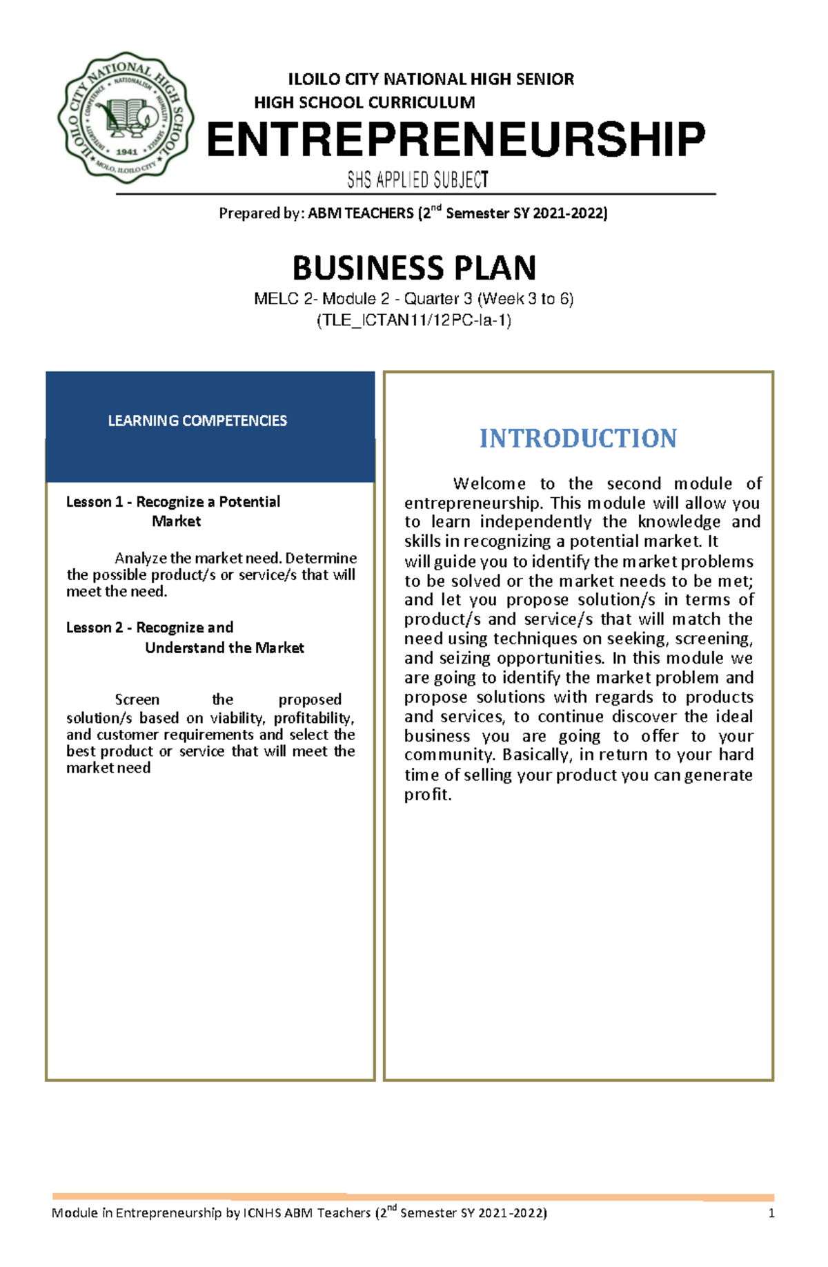 Module-2-Entrepreneurship2-converted.pdf - Prepared by: ABM TEACHERS ...