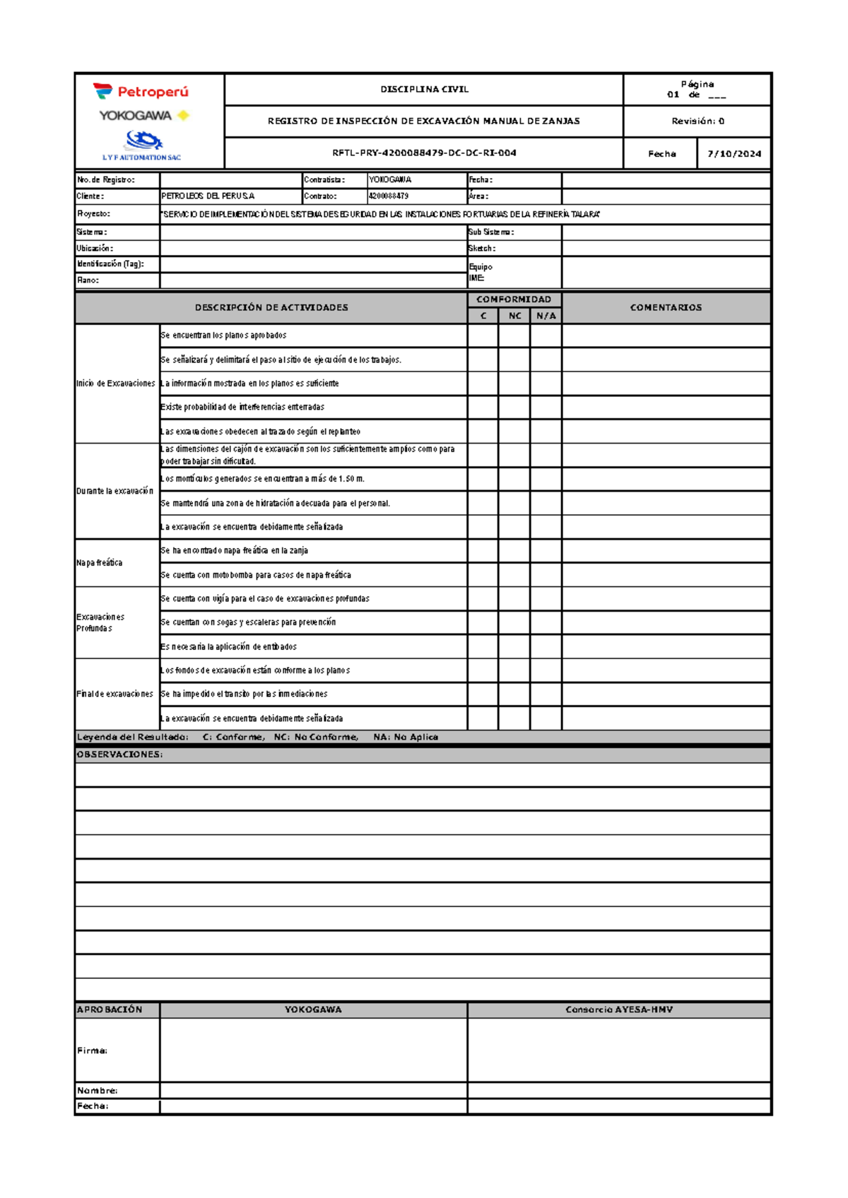 RFTL-PRY-42000 88479-DC-DC-RI-004-Rev0-Excavación manual de zanjas - Fecha 7/10/ C NC N/A ...