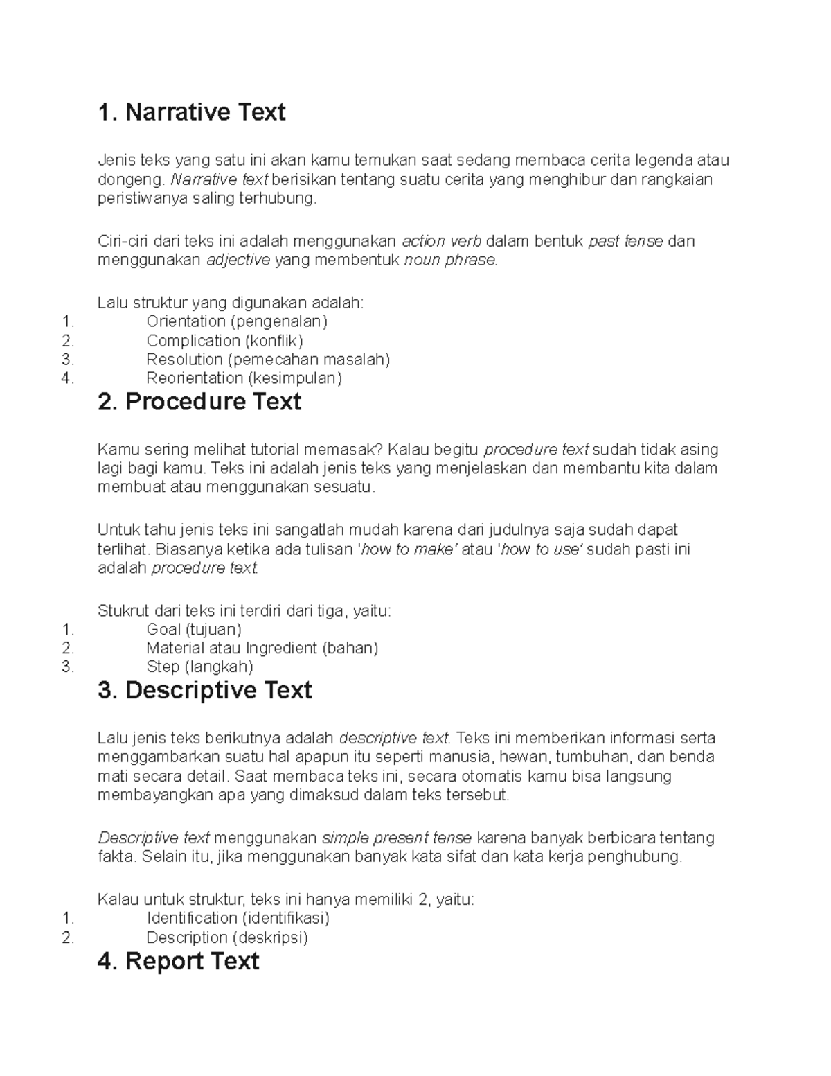 Types of text - english for teacher - 1. Narrative Text Jenis teks yang ...