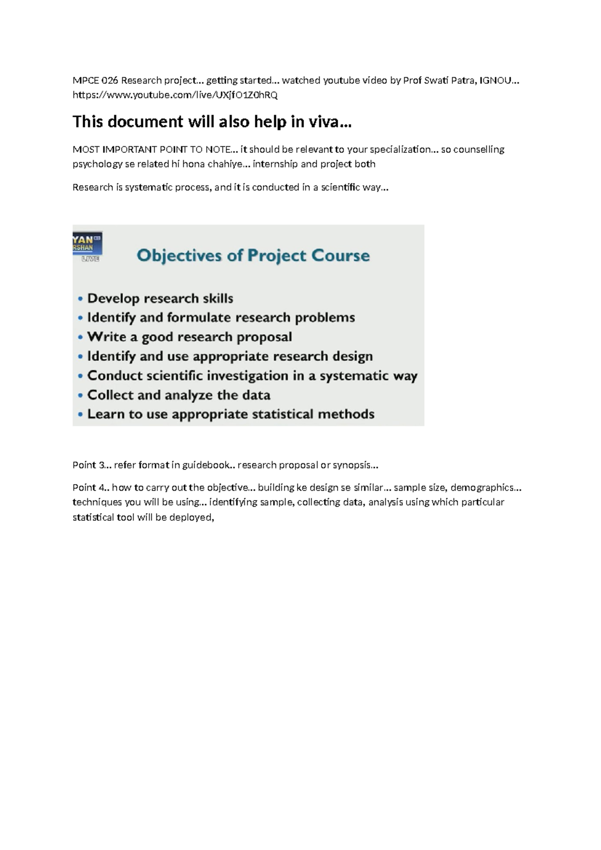 How to start project work - MPCE 026 Research project... getting ...
