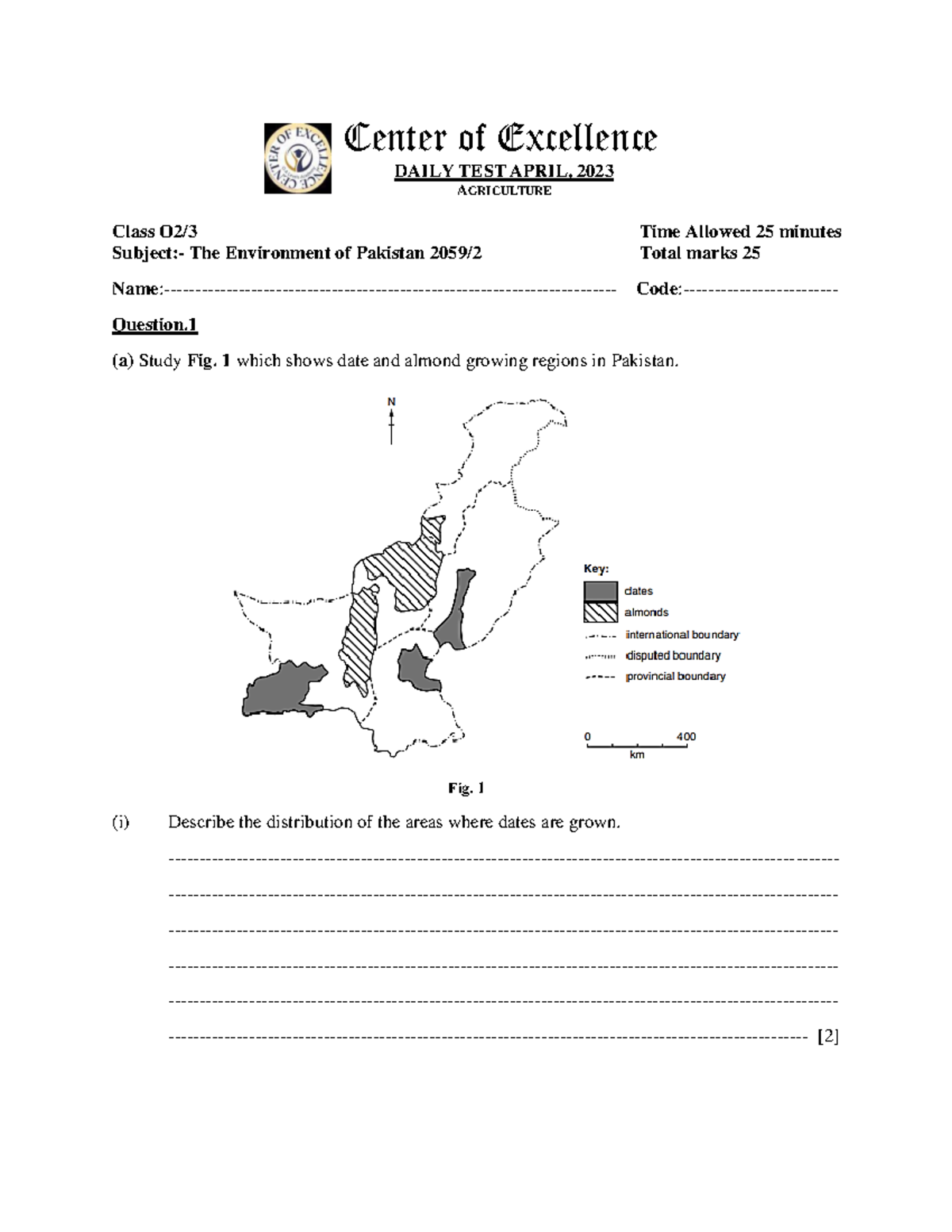 Test 2 COE Agriculture - Center of Excellence DAILY TEST APRIL, 2023 ...