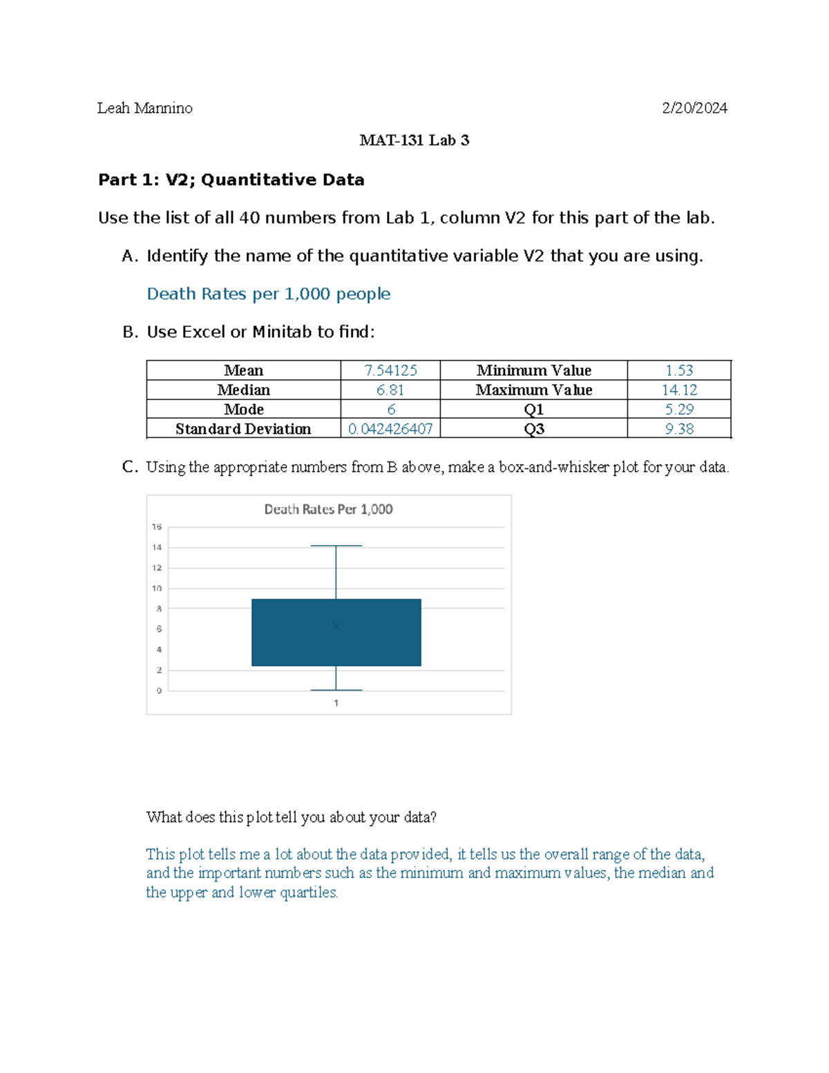 MAT-131 Lab 3 - Leah Mannino 2/20/ MAT-131 Lab 3 Part 1: V2 ...