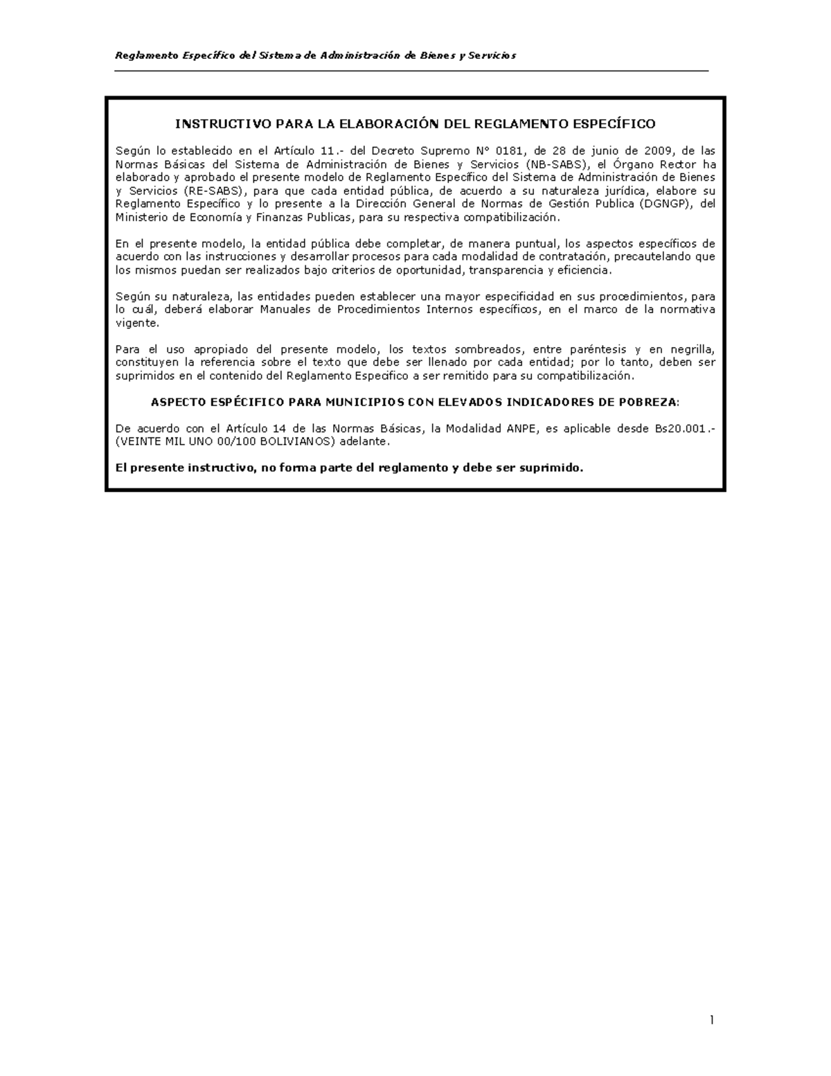 2009-RM N 263-RE-SABS Aprobado - INSTRUCTIVO PARA LA ELABORACI”N DEL REGLAMENTO ESPECÕFICO Seg ...
