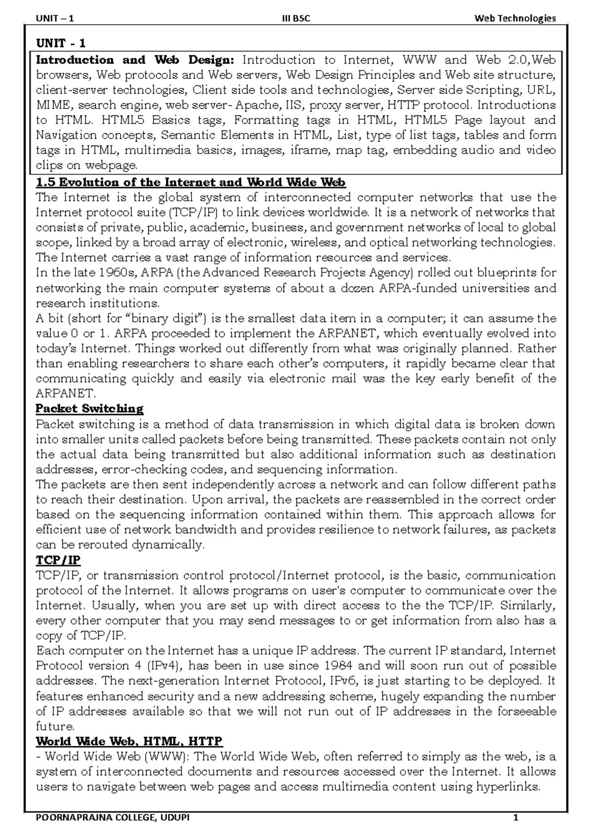 Unit - 1 part a - UNIT - 1 Introduction and Web Design: Introduction to ...