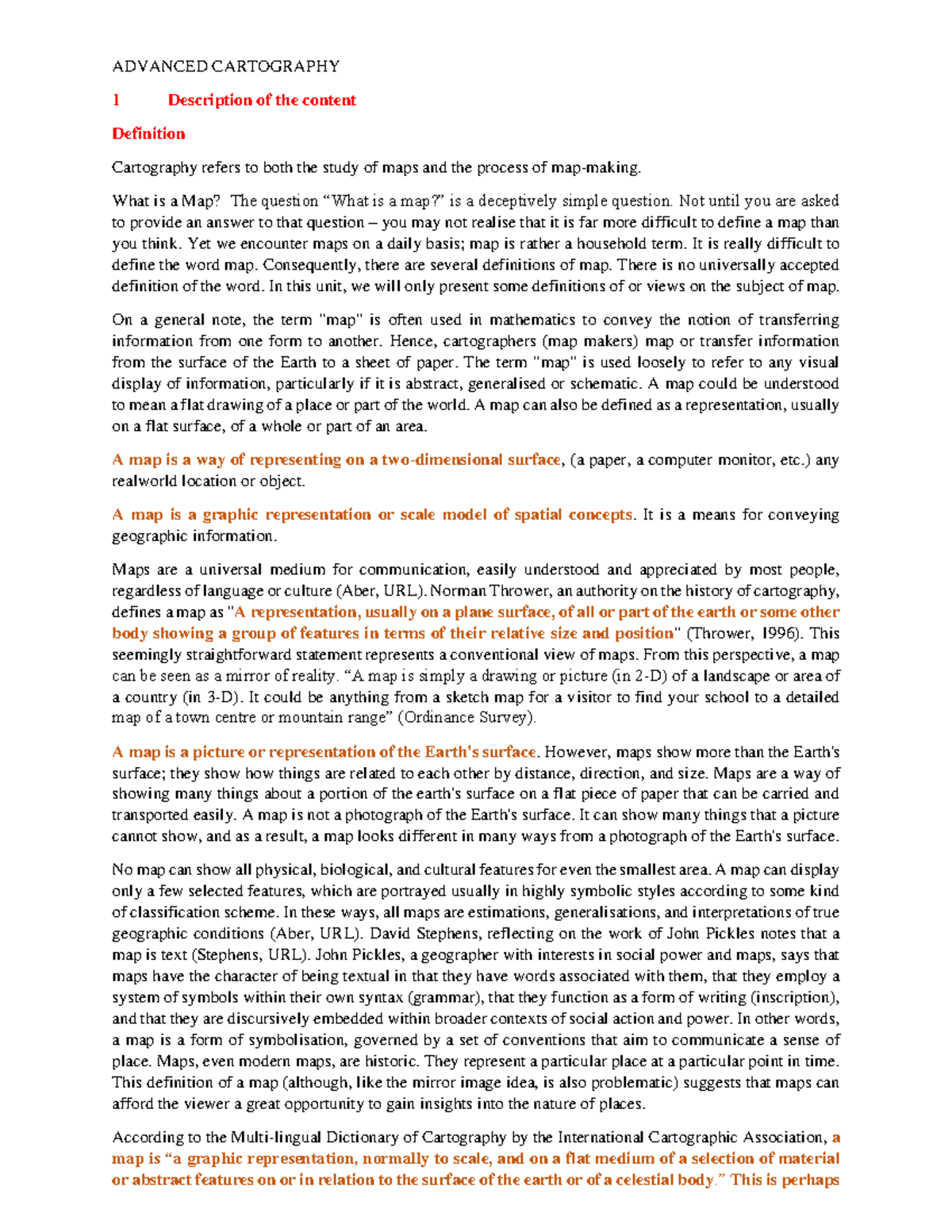 Advanced Cartography -GRP407-A - ADVANCED CARTOGRAPHY 1 Description of ...