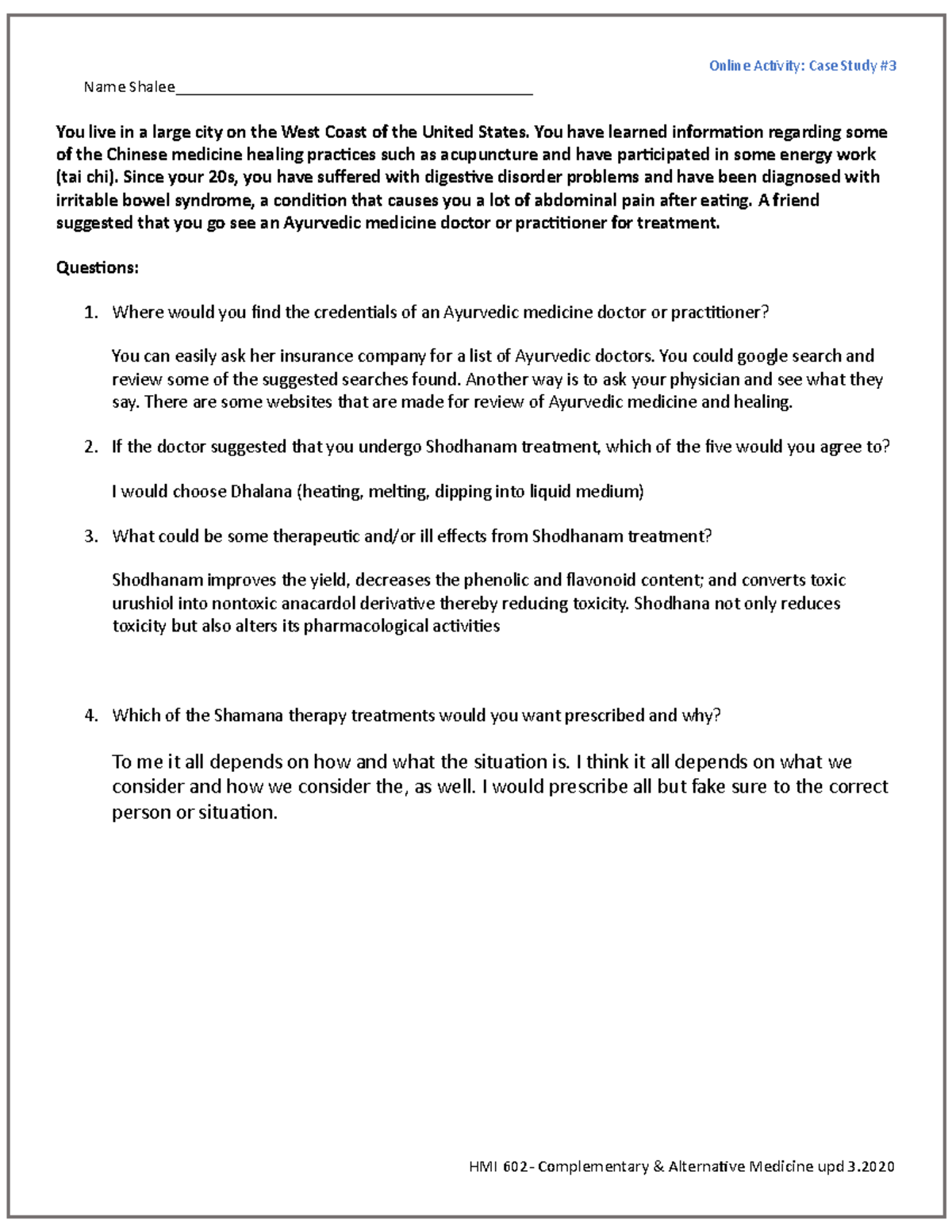 CAM - Online Activities-Case Study #3 - Online Activity: Case Study ...