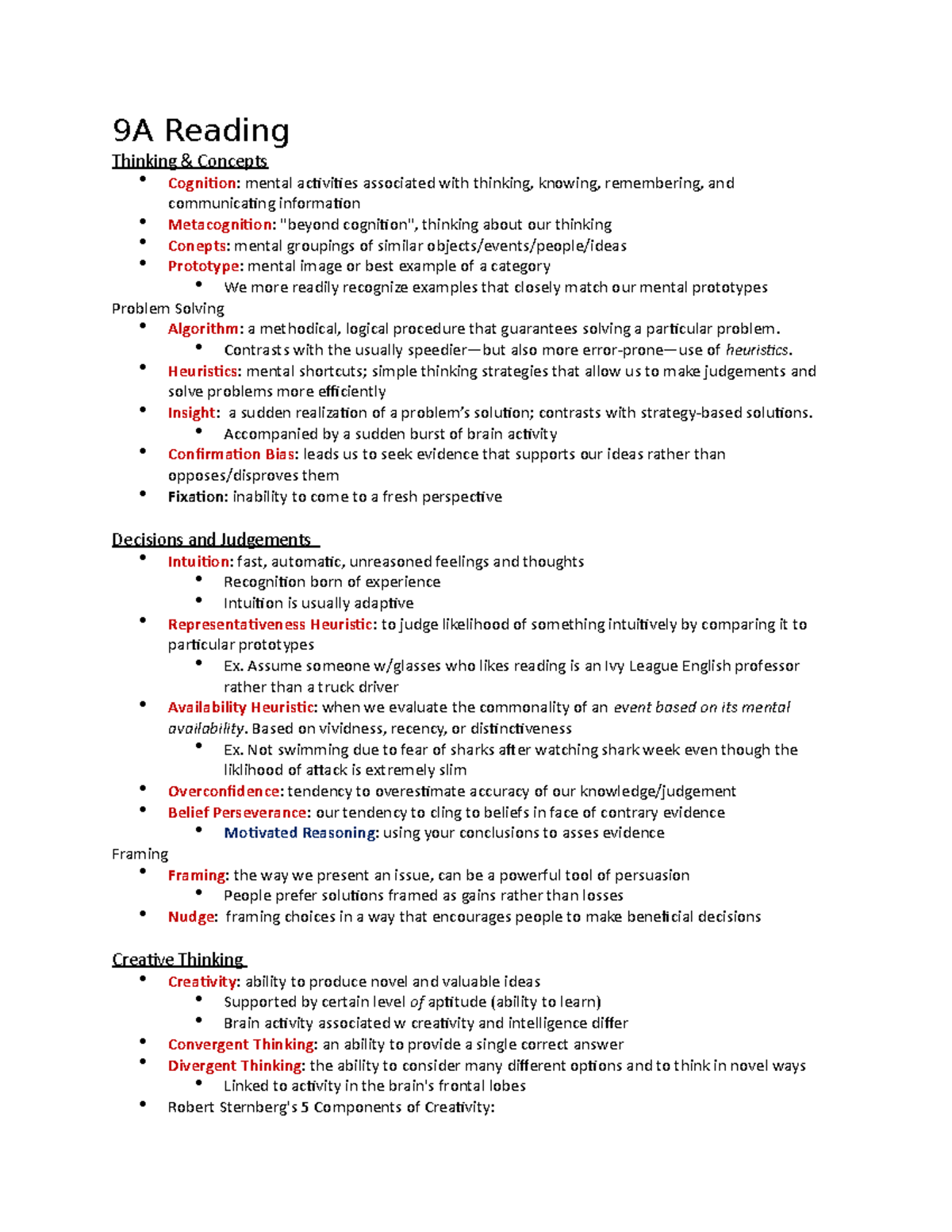 Psych Reading Notes Chapter 9 - 9A Reading Thinking & Concepts ...