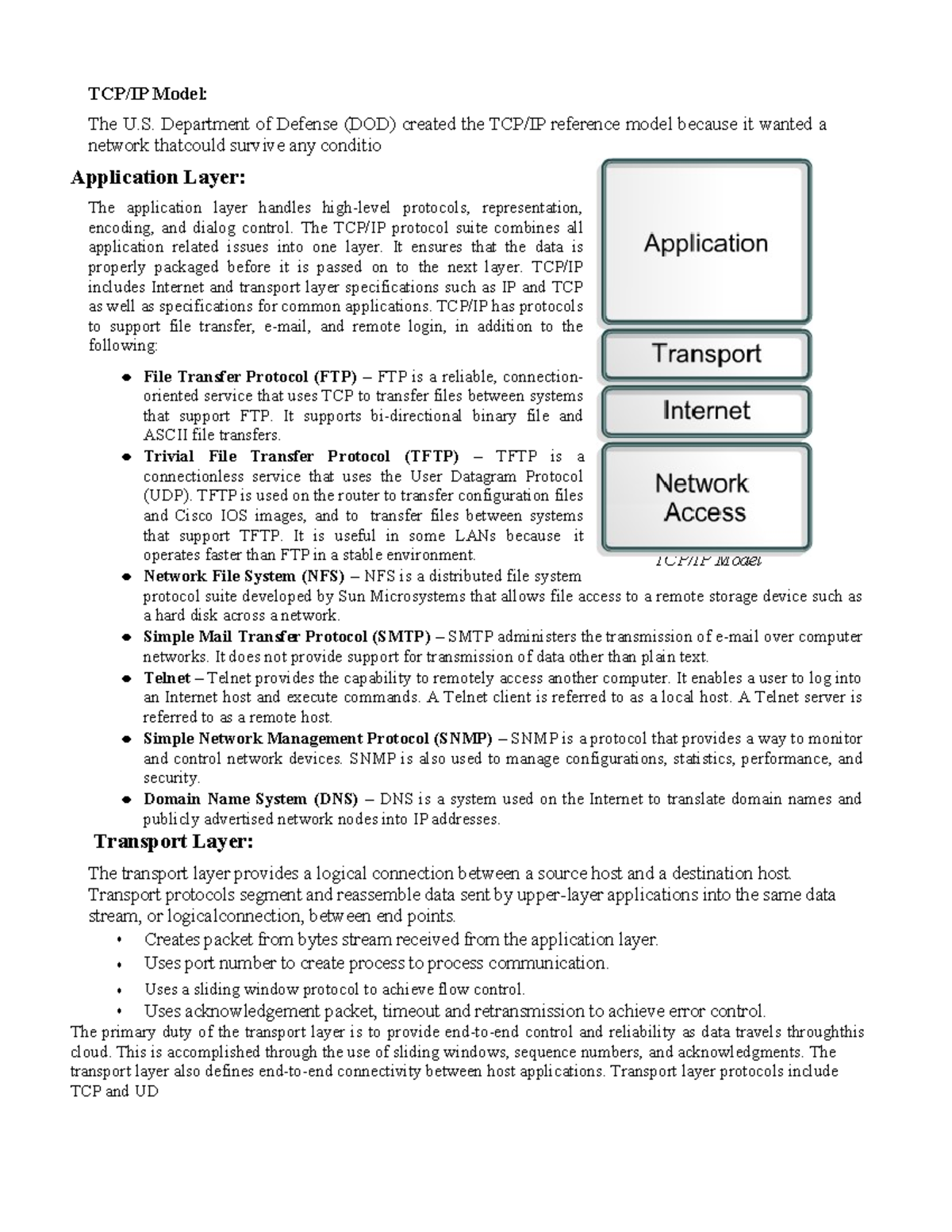 Module 3 to 6 - TCP/IP Model: The U. Department of Defense (DOD ...