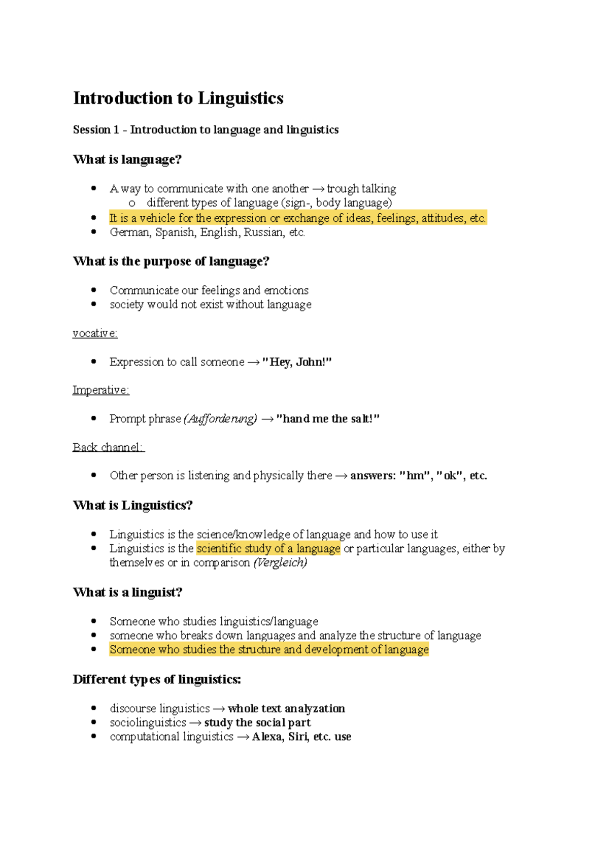 Introduction to Linguistics Session 1 - What is Linguistics? - Studocu