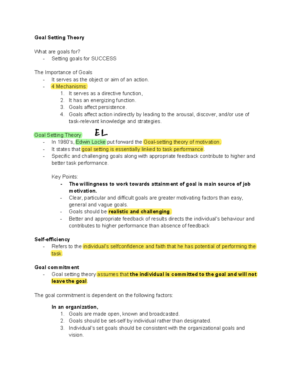 4 Managing-and-Caring-for-Self - Goal Setting Theory What are goals for ...