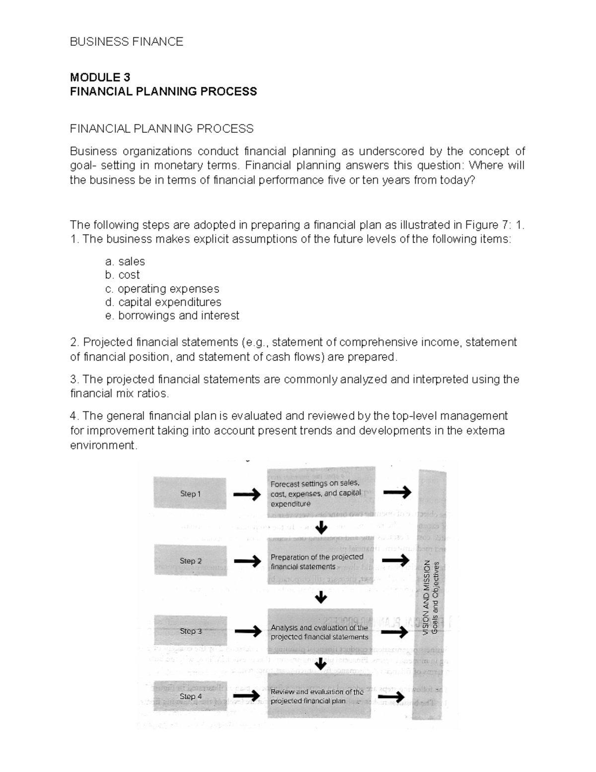 BUS - Business Finance - MODULE 3 FINANCIAL PLANNING PROCESS FINANCIAL ...
