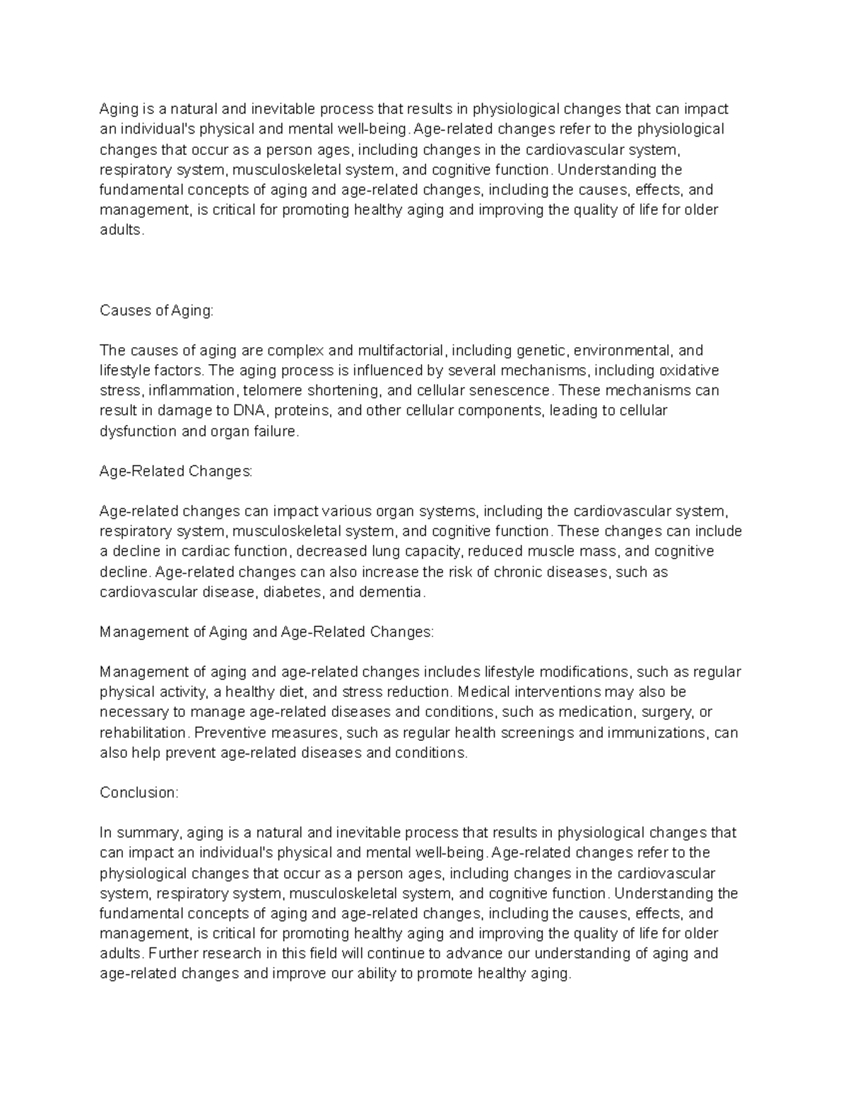 Aging AND AGE- Related Changes - Aging is a natural and inevitable ...