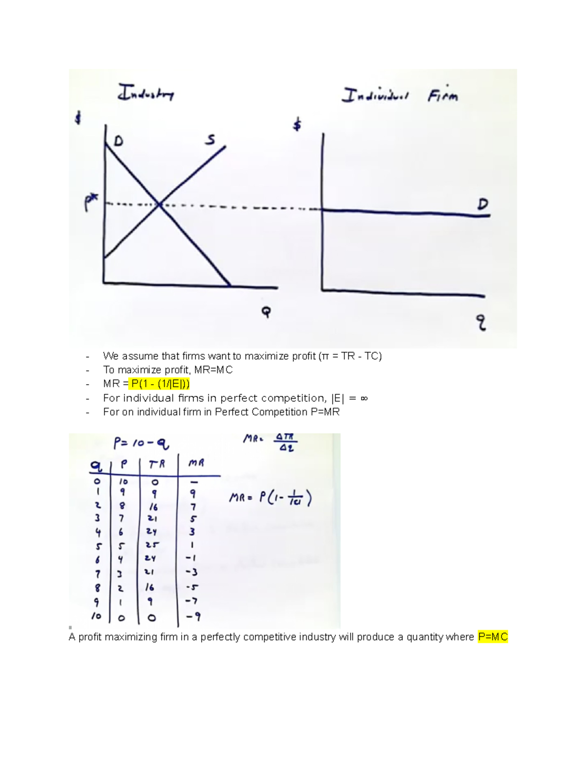 Econ 102 oct 12 - Lecture notes - We assume that firms want to maximize ...