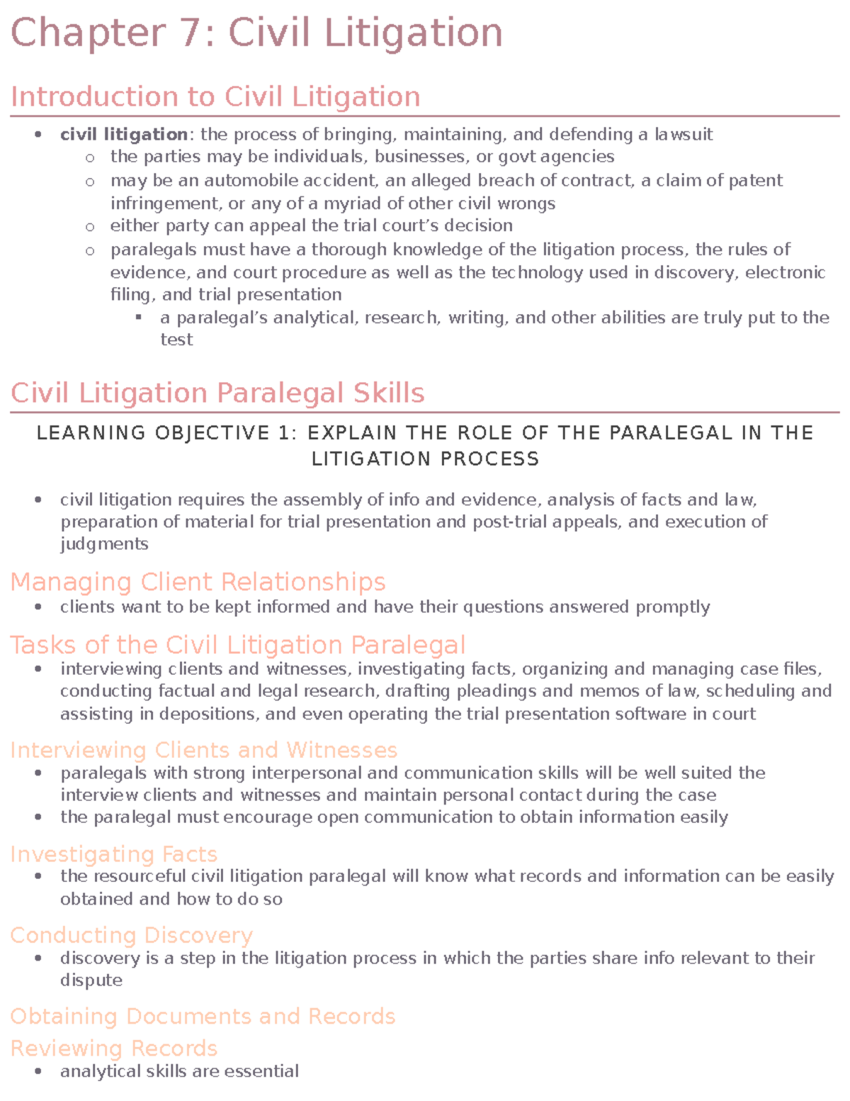 Chapter 7 - Civil Litigation - PARA 0110 - ISU - Studocu