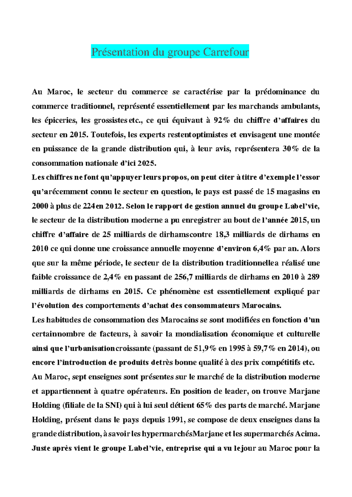 Présentation du groupe Carrefour - Présentation du groupe Carrefour Au ...