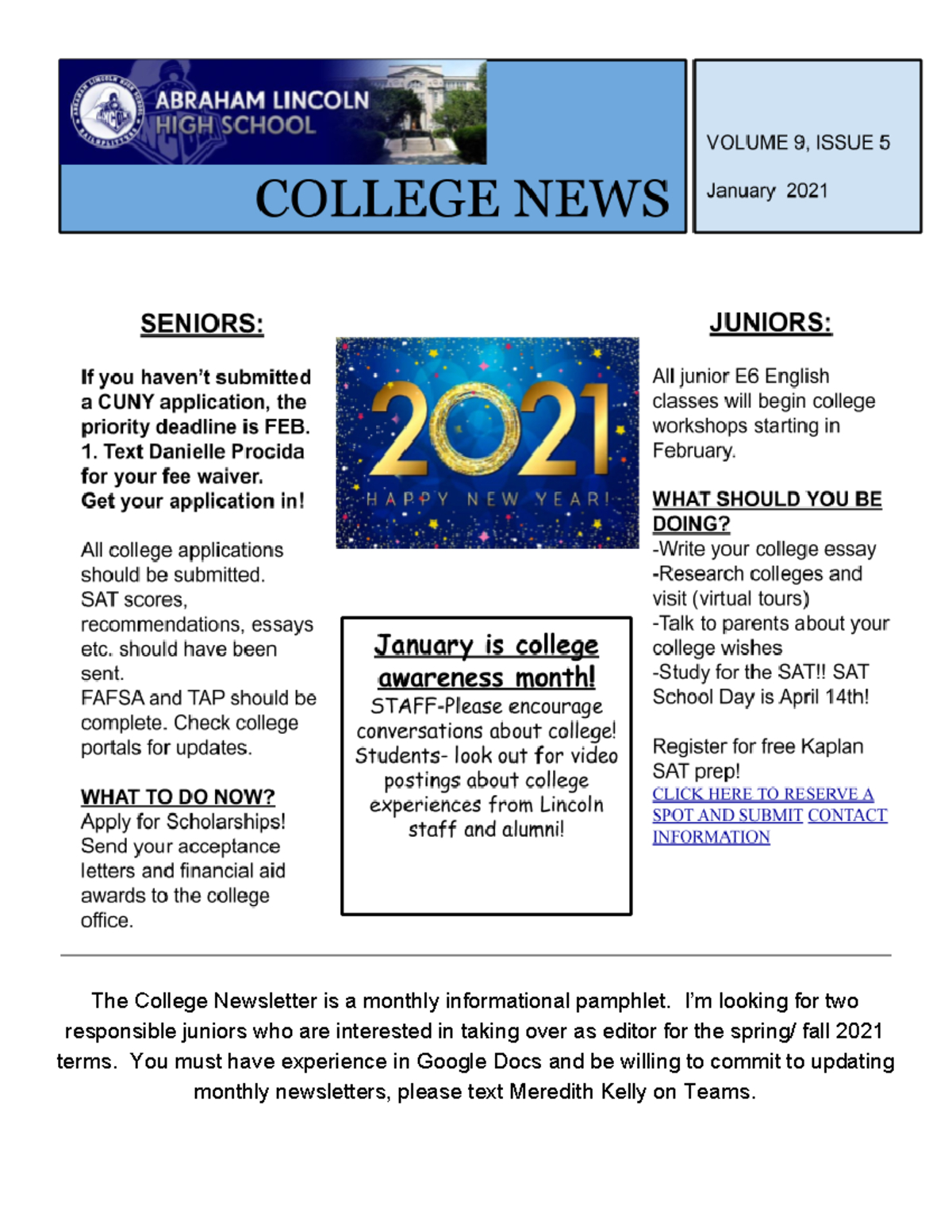 January 2021 2 - Jsjsjajsjsjsjsnansn - The College Newsletter is a ...