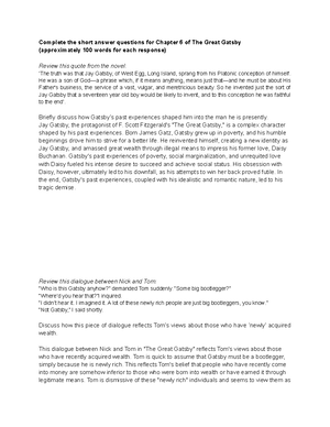 The Great Gatsby - Novel to Film - Chapter 9 - The Great Gatsby - Novel ...