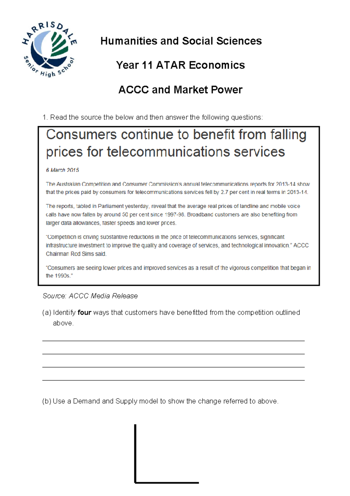 ACCC and Market Power - Understanding the role of ACCC - Humanities and ...