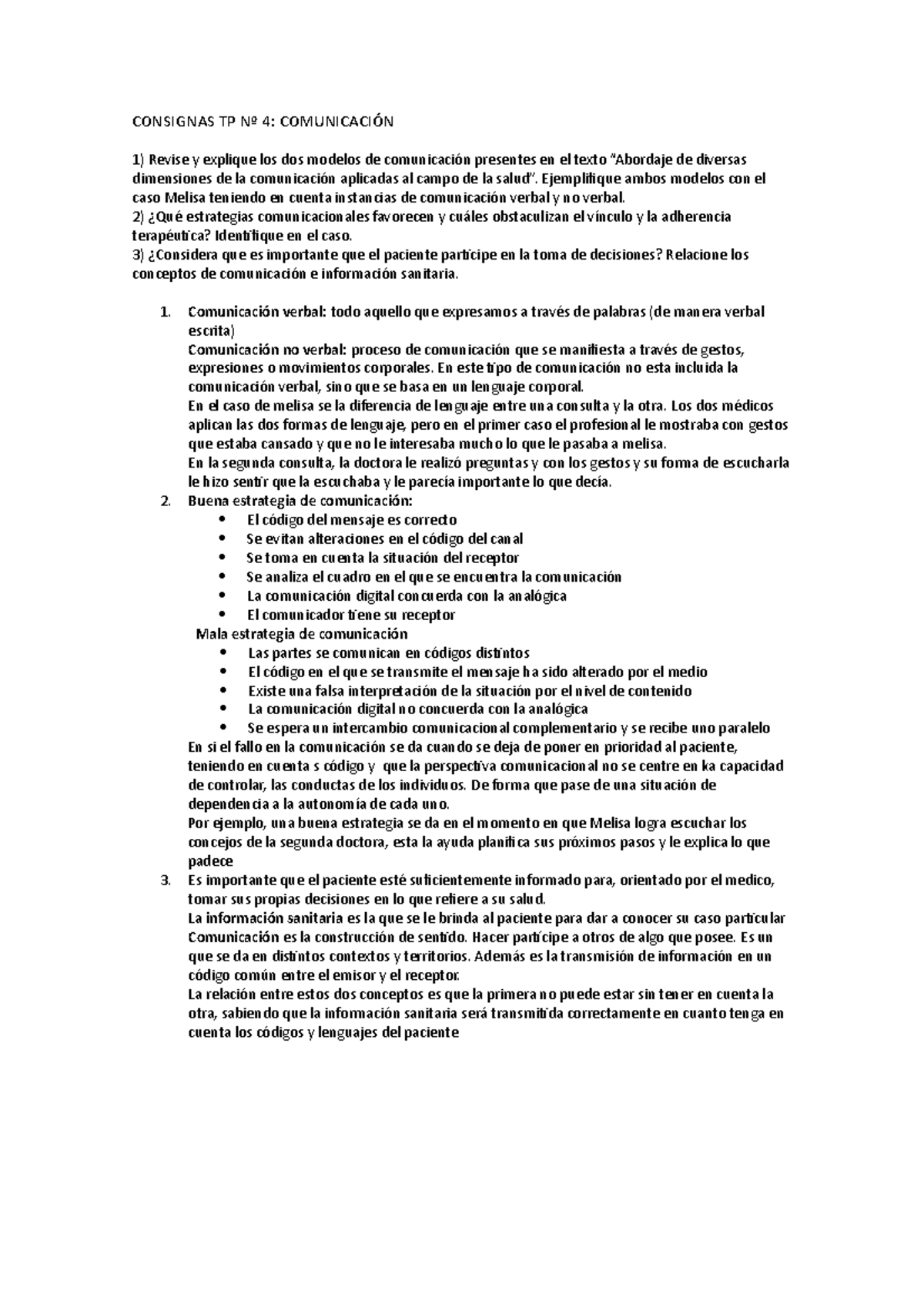 Sociales Tp 4 - trabajo practico numero 4 - CONSIGNAS TP Nº 4: COMUNICACIÓN Revise y explique ...