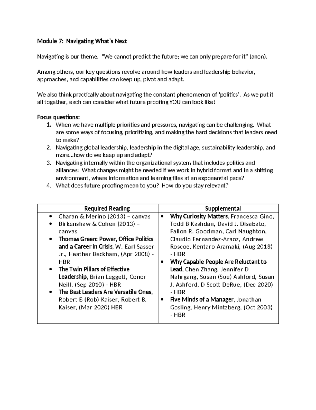 Module 7 - Navigating What's Next - Module 7: Navigating What’s Next ...