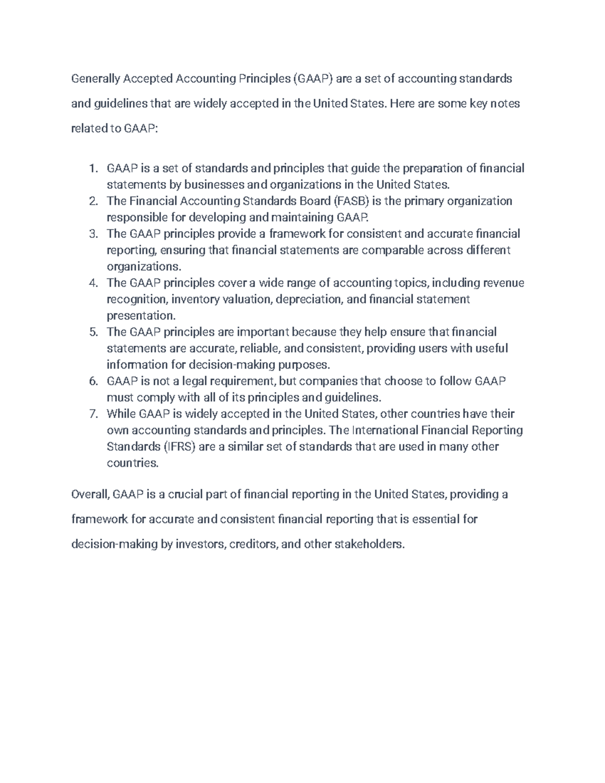 Generally Accepted Accounting Principles notes - Generally Accepted ...