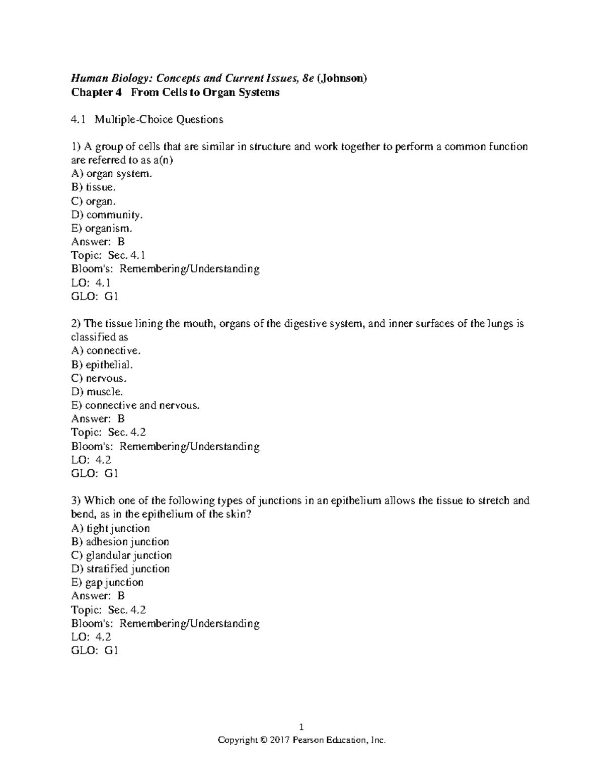 Chapter 4 - 1 Human Biology: Concepts and Current Issues, 8e (Johnson ...
