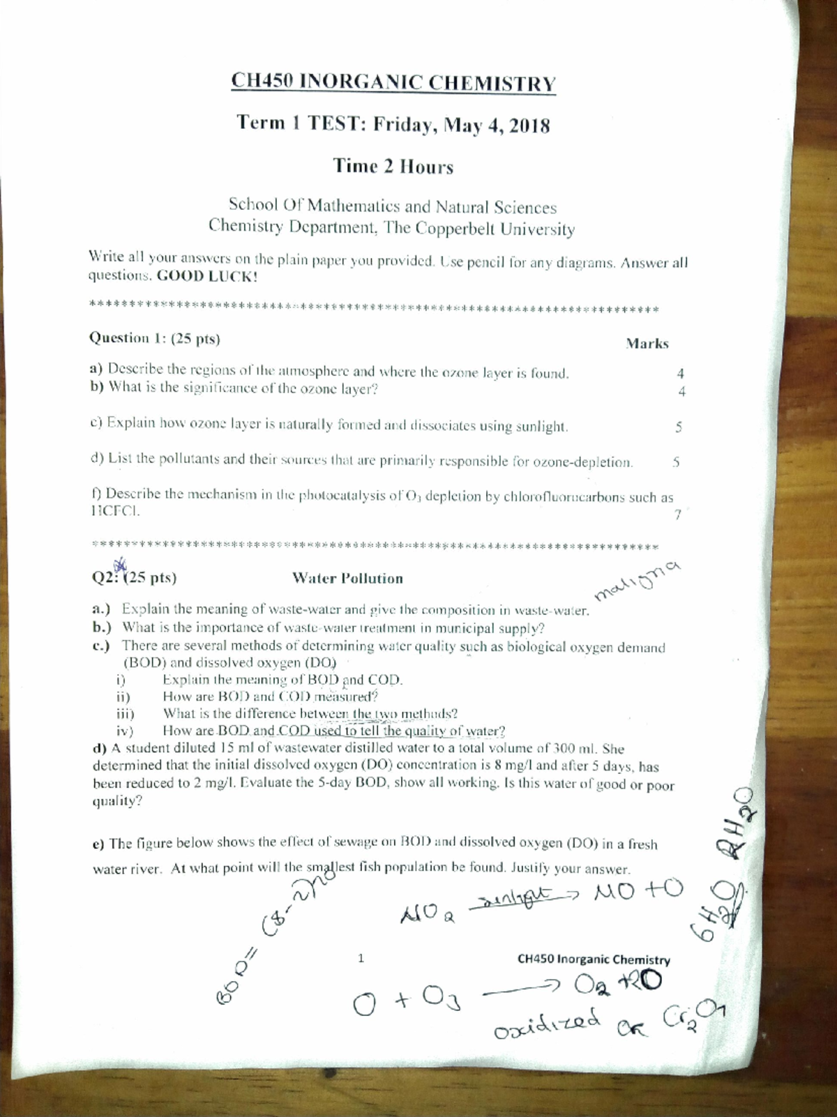 TEST 1 2017, questions - Inorganic Chemistry - Studocu