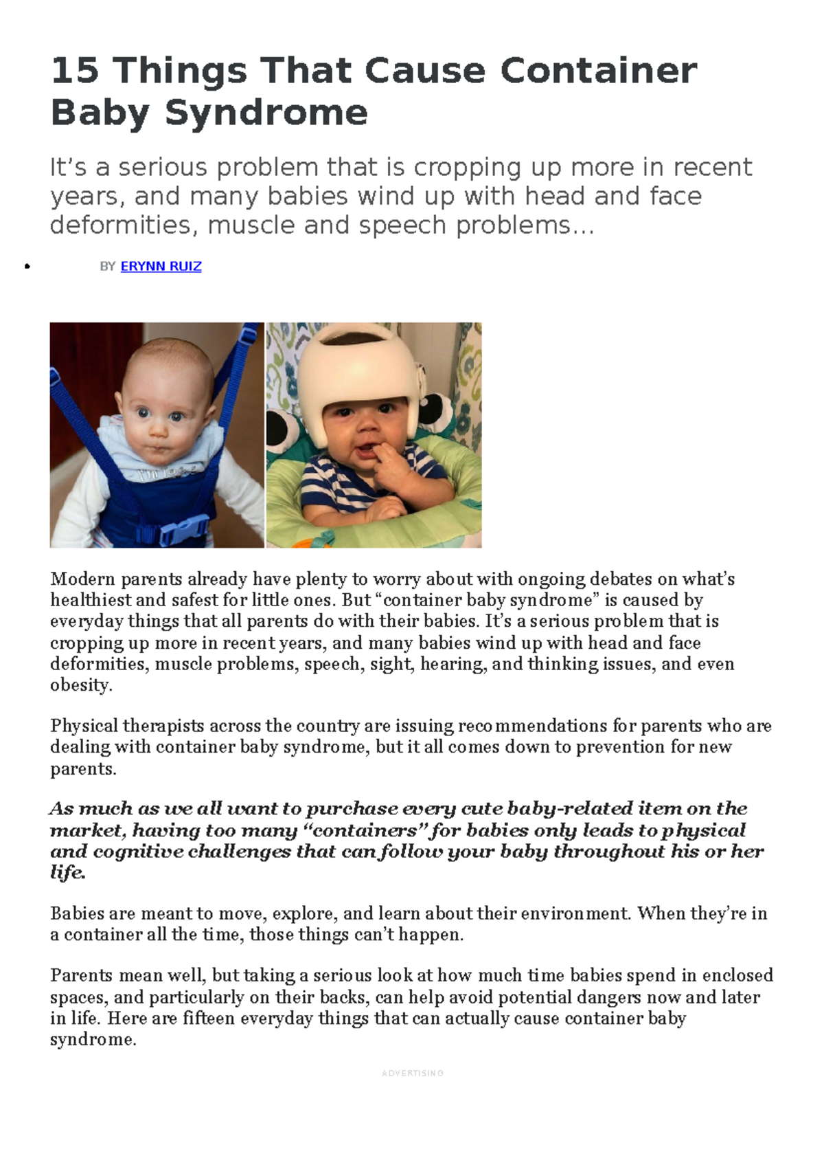 Week 1 Prac Files - 15 Things That Cause Container Baby Syndrome It’s a ...