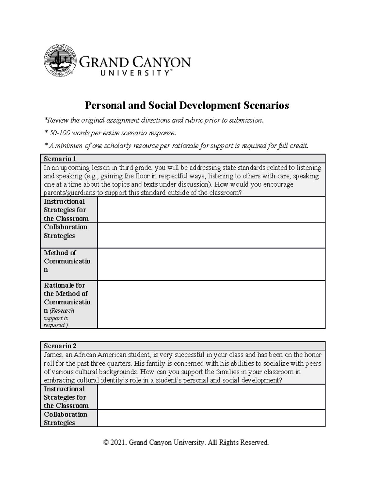 ELM-200-T5-Personal and Social Development Scenarios GCU - Personal and ...