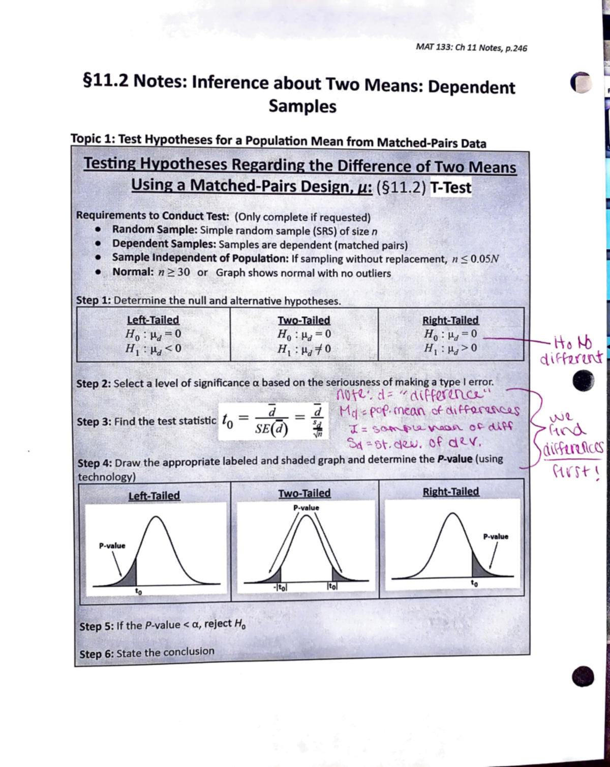 11.2 notes - §11 Notes: Inference about Two Means: Dependent Samples ...