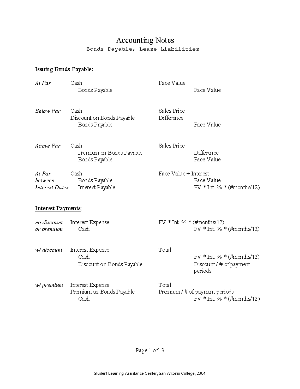 Bonds-payable - N/A - Page 1 of 3 Accounting Notes Issuing Bonds ...