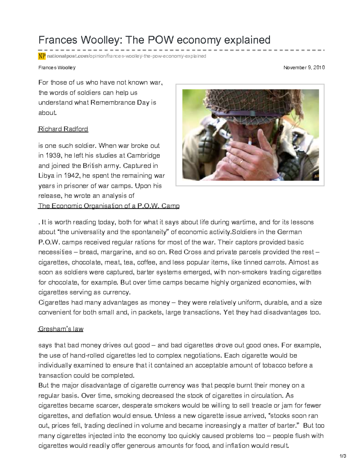 The POWeconomyexplained - Frances Woolley November 9, 2010 Frances ...