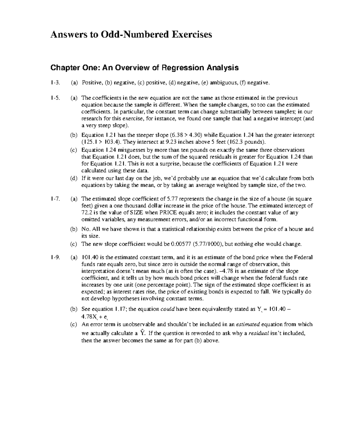 Full odd numbered questions - Answers to Odd-Numbered Exercises Chapter One: An Overview of ...