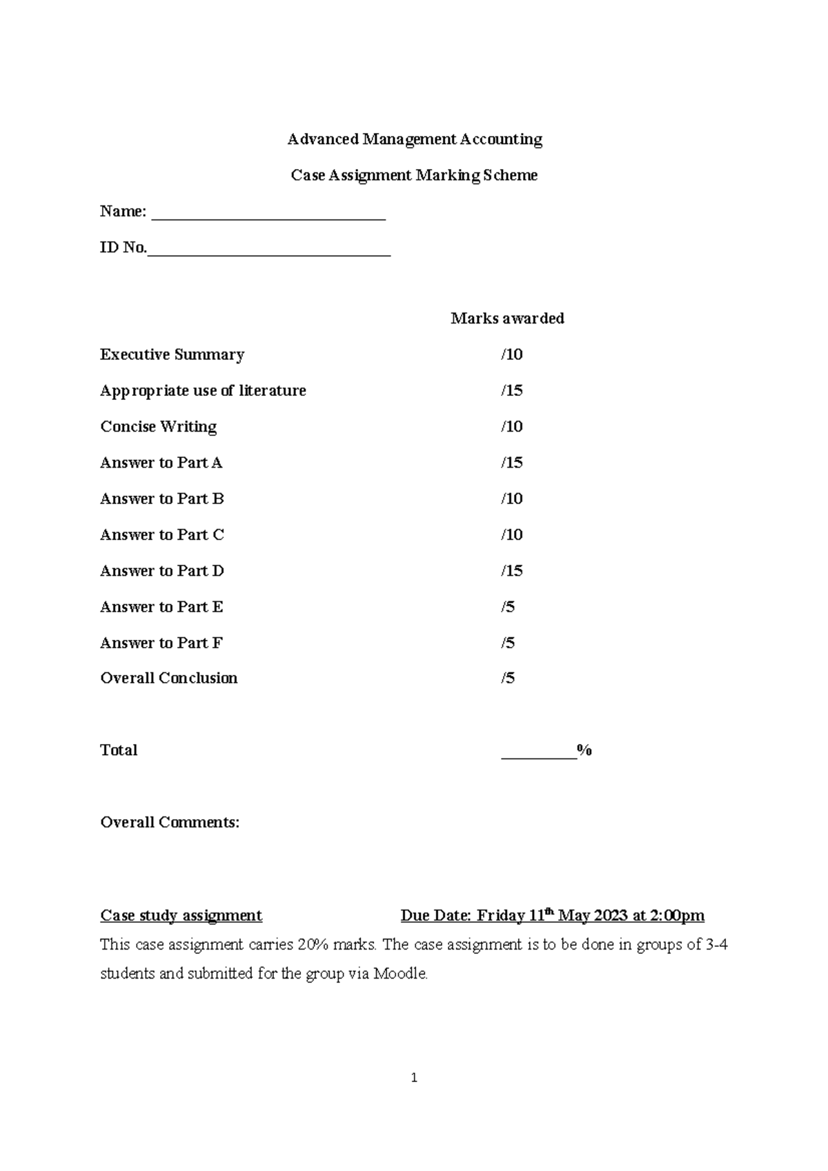 Management Accounting-Case Assignment ...