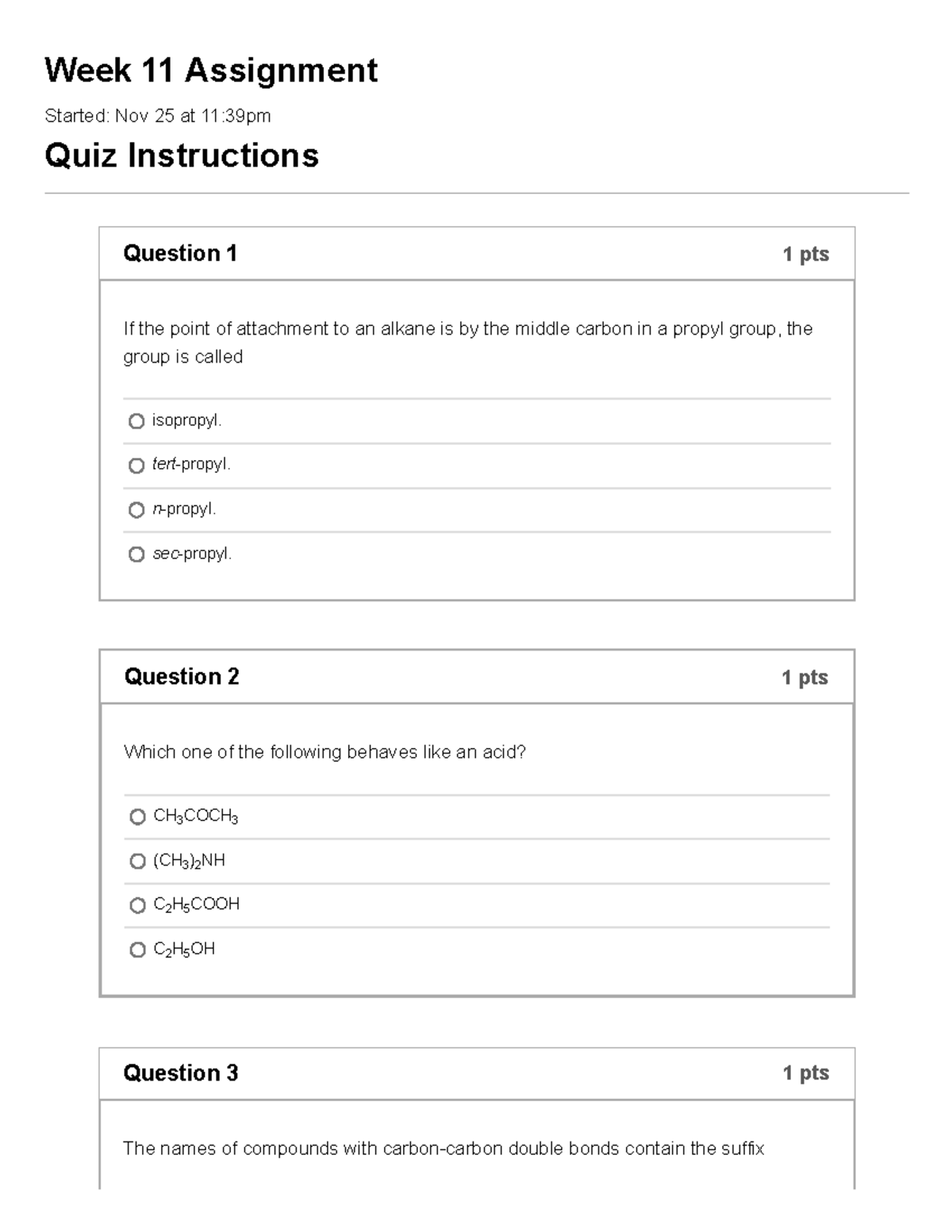 Quiz Week 11 Assignment - Week 11 Assignment Started: Nov 25 at 11:39pm ...