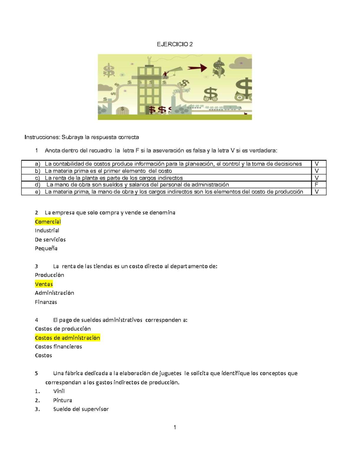 EJER 3a (Guia conta parcial 1) - EJERCICIO 2 Instrucciones: Subraya la ...