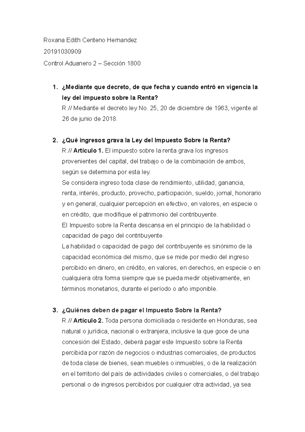 Examen 1 Parcial Control 2 - Roxana Edith Centeno Hernandez 20191030909 ...