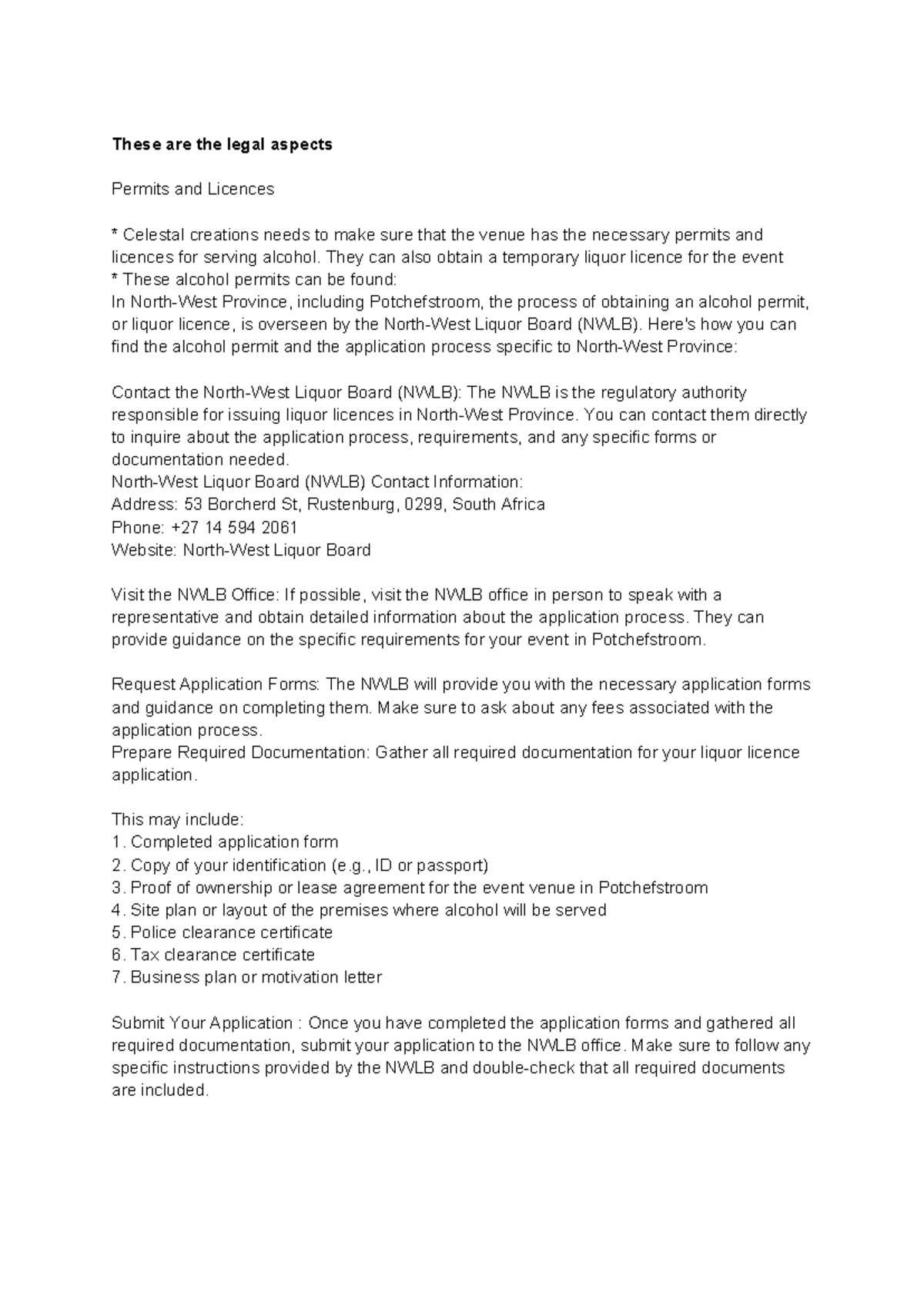 Legal aspects - Notes that will help you in the exam - These are the ...