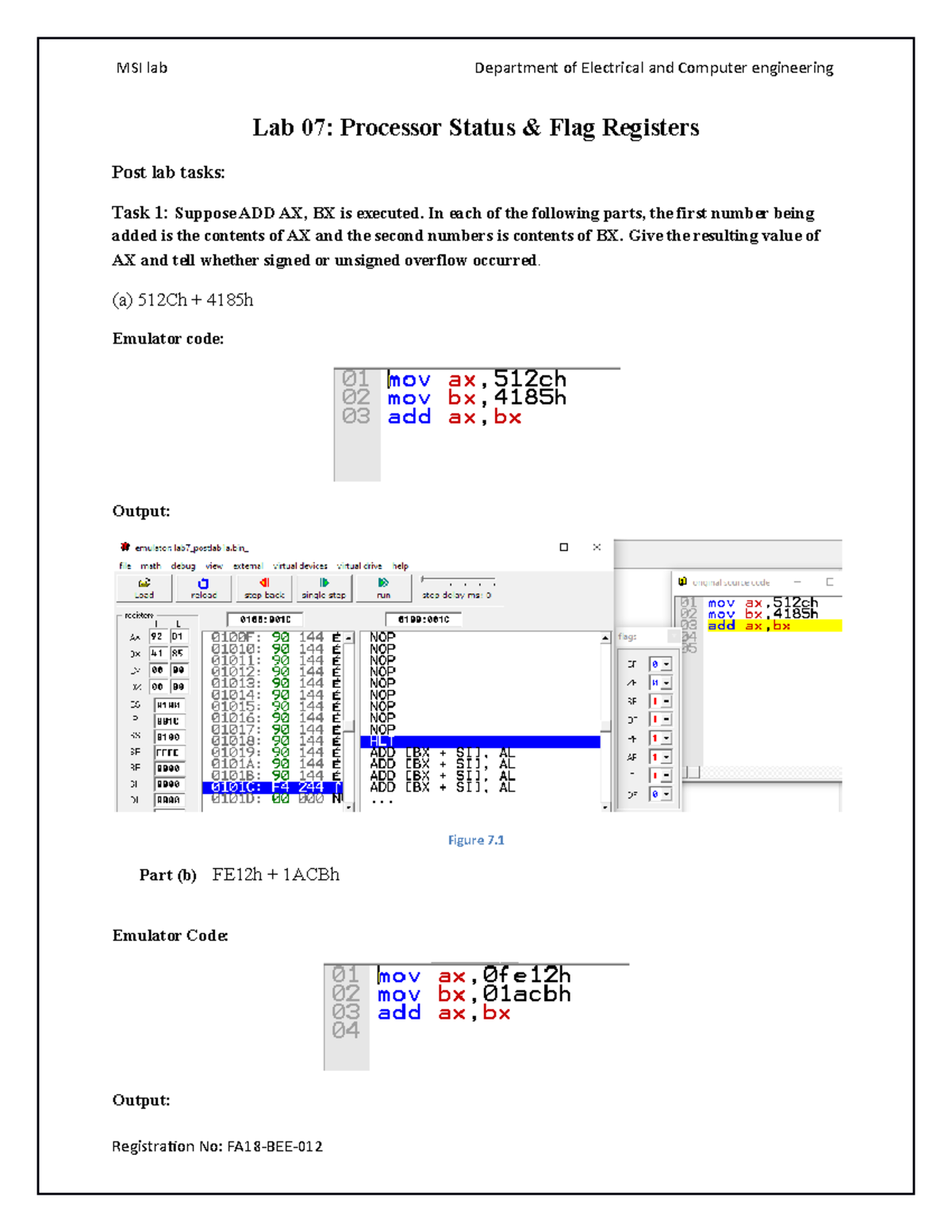 MSI lab 7 - S&S and MSI labs - Lab 07: Processor Status & Flag ...